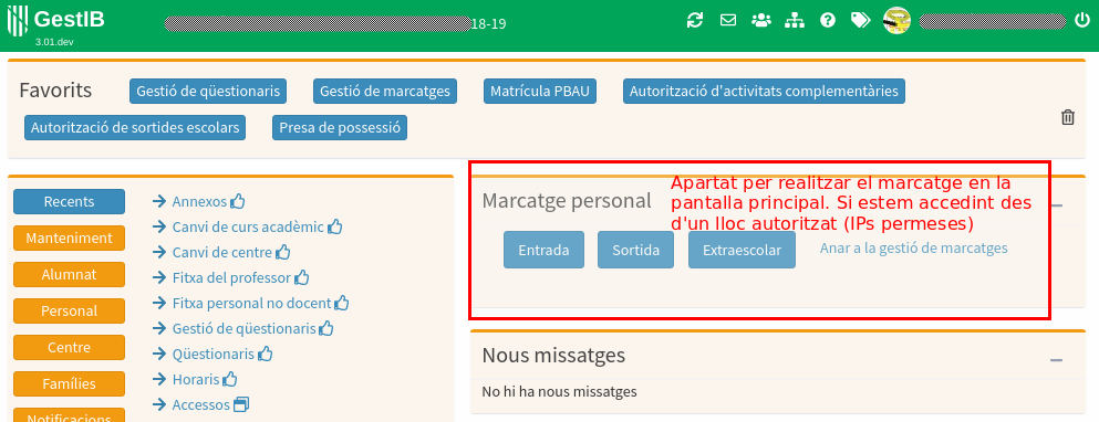 Gestió de marcatges | Suport GESTIB
