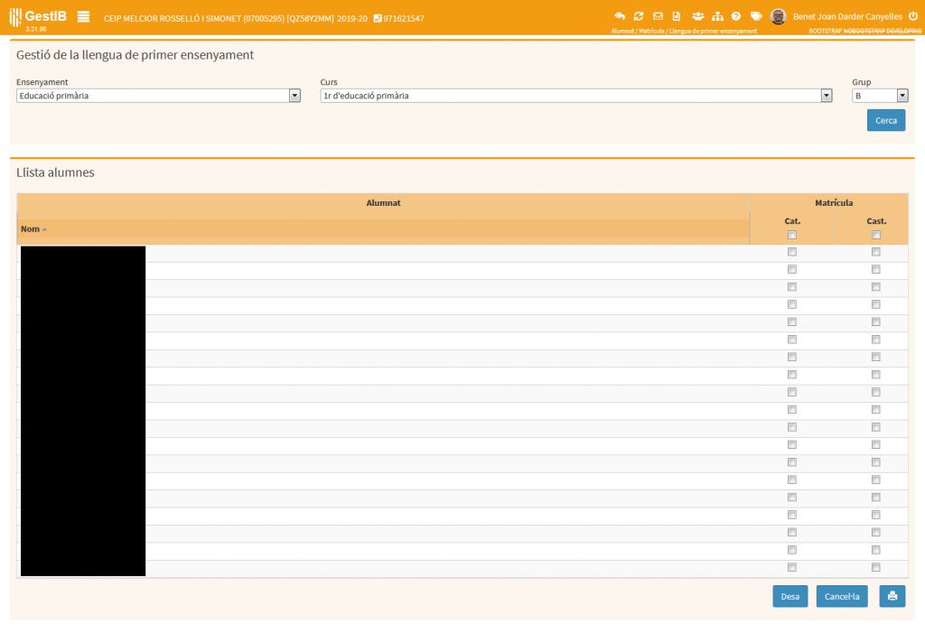 Llengua de primer ensenyament | Suport GESTIB